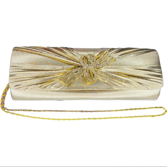 Bags | Gold Evening Clutch With Chain | Poshmark